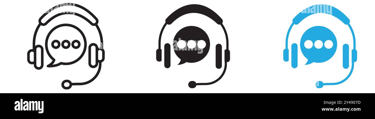 Support headset icon vector line logo mark or symbol set collection ...