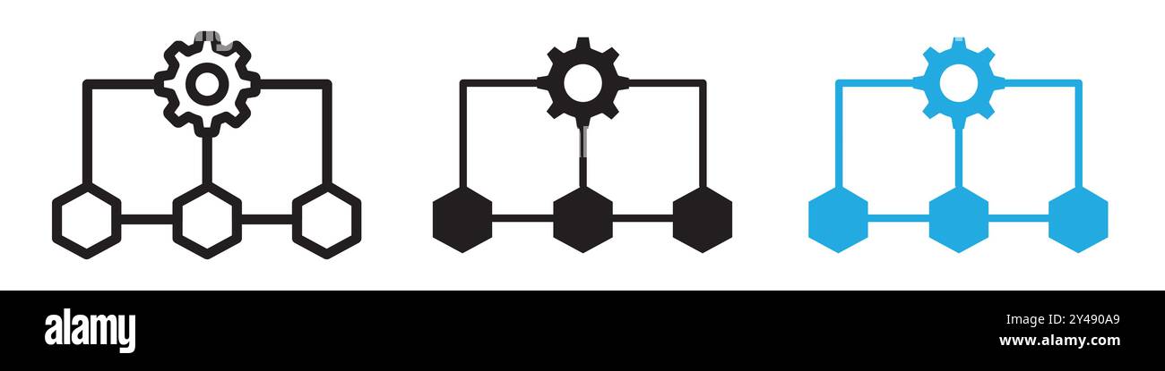 Workflow process icon vector line logo mark or symbol set collection ...