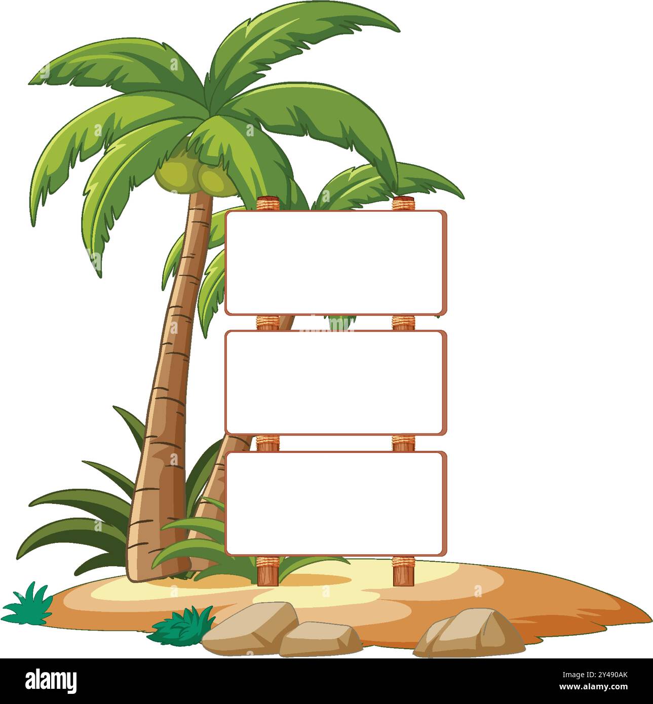 Palm trees with blank signboards on an island Stock Vector Image & Art ...