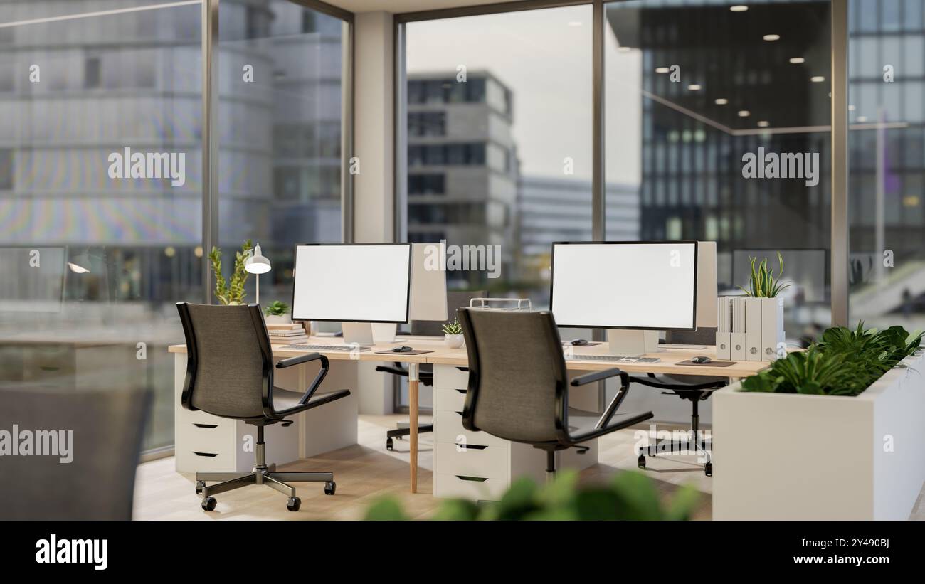 Modern workspace multiple desks hi-res stock photography and images - Alamy