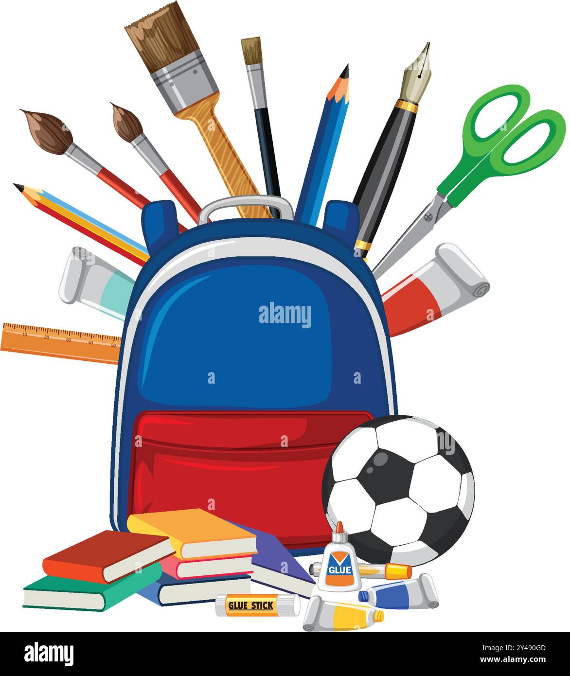 School supplies and sports equipment illustration Stock Vector Image ...