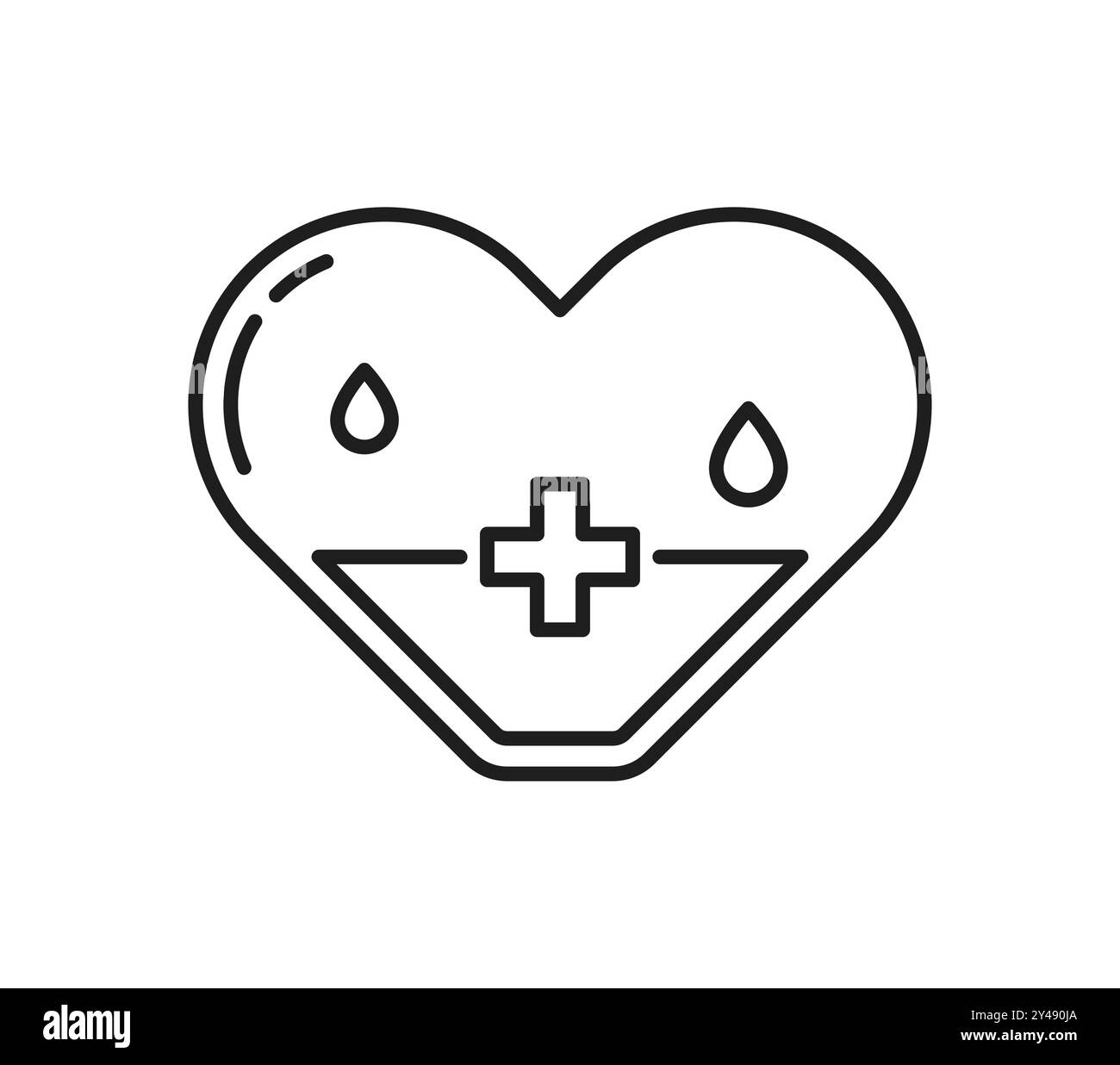 Heart health, cardiology medicine outline icon. Cardiology healthcare ...