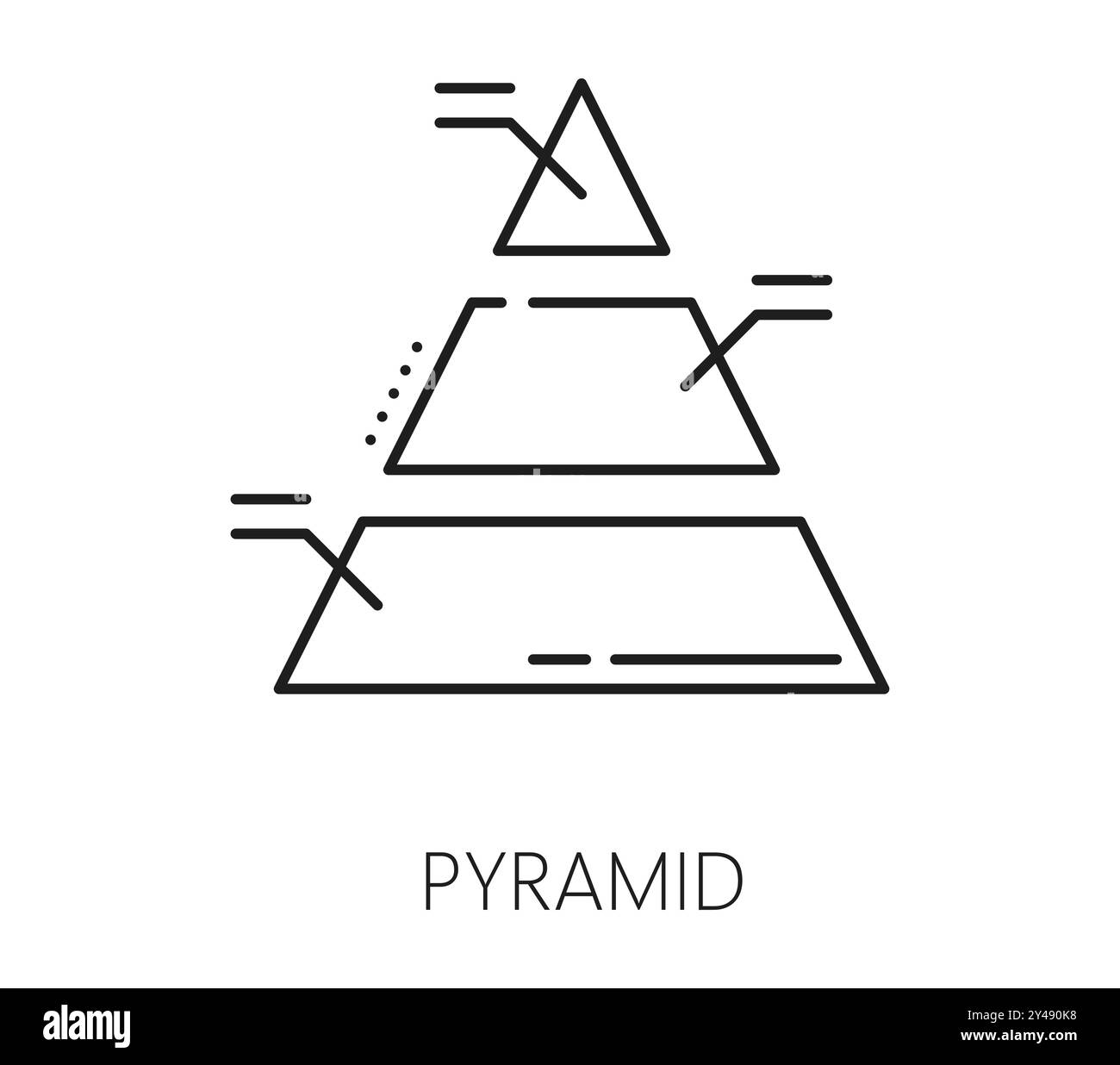Finance data analytics, pyramid chart line icon. Company strategy data ...