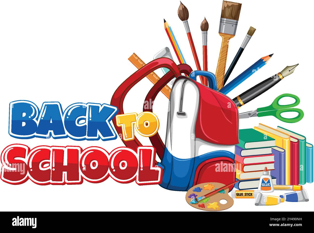 School bag supplies students Cut Out Stock Images & Pictures - Alamy