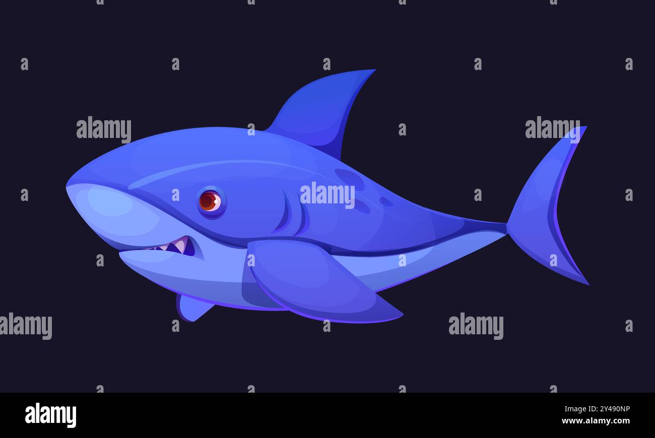Cartoon shark character. Isolated vector powerful and magnificent sea ...