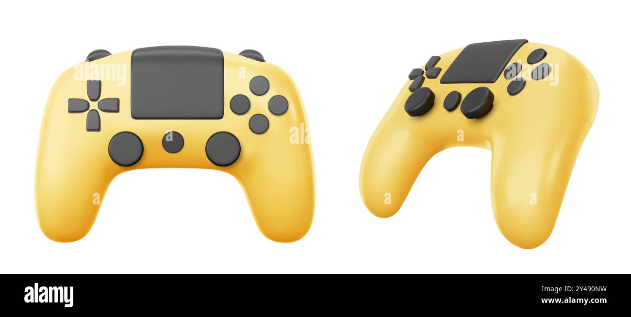 Yellow game controller joystick console Stock Vector Images - Alamy