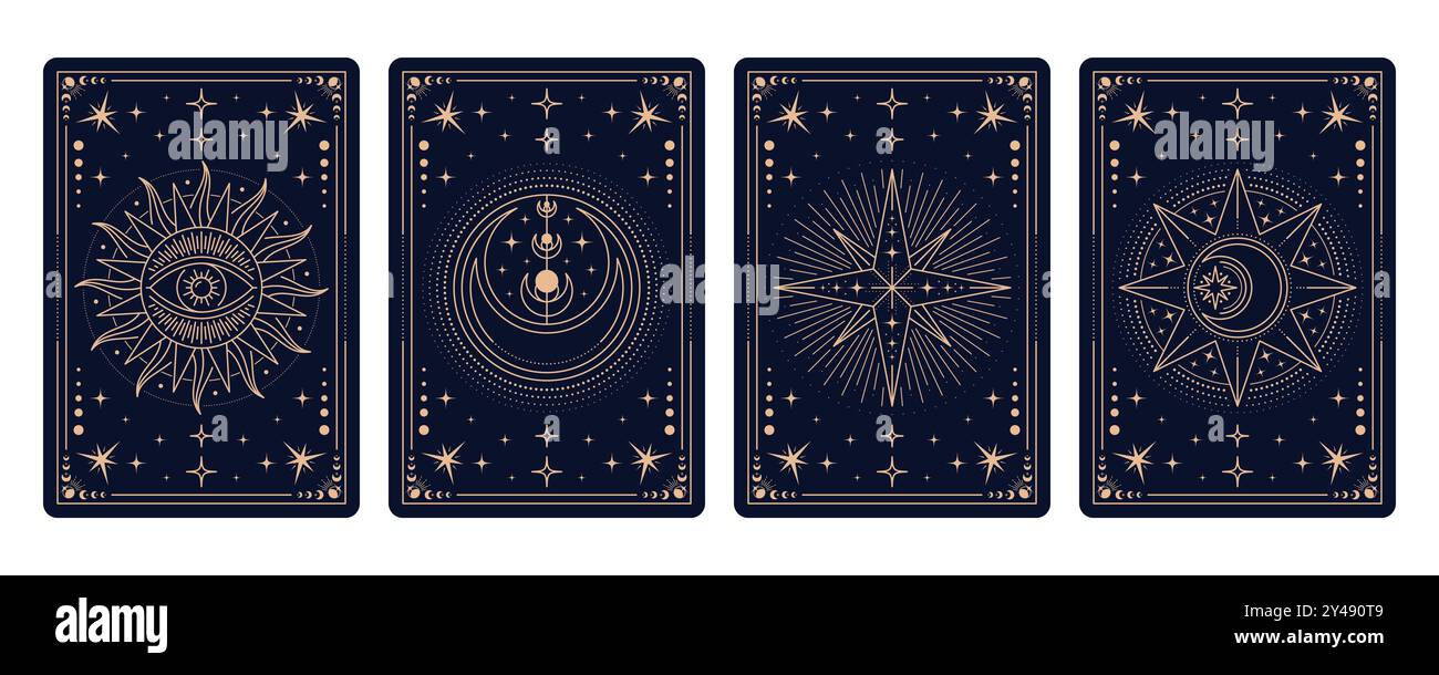 Magic tarot cards, mystic esoteric occult frames showcase intricate ...