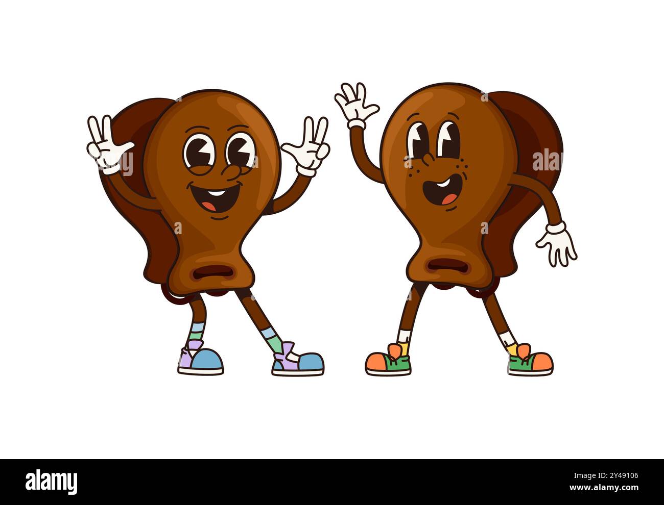 Cartoon castanets groovy musical instrument characters. Isolated vector ...