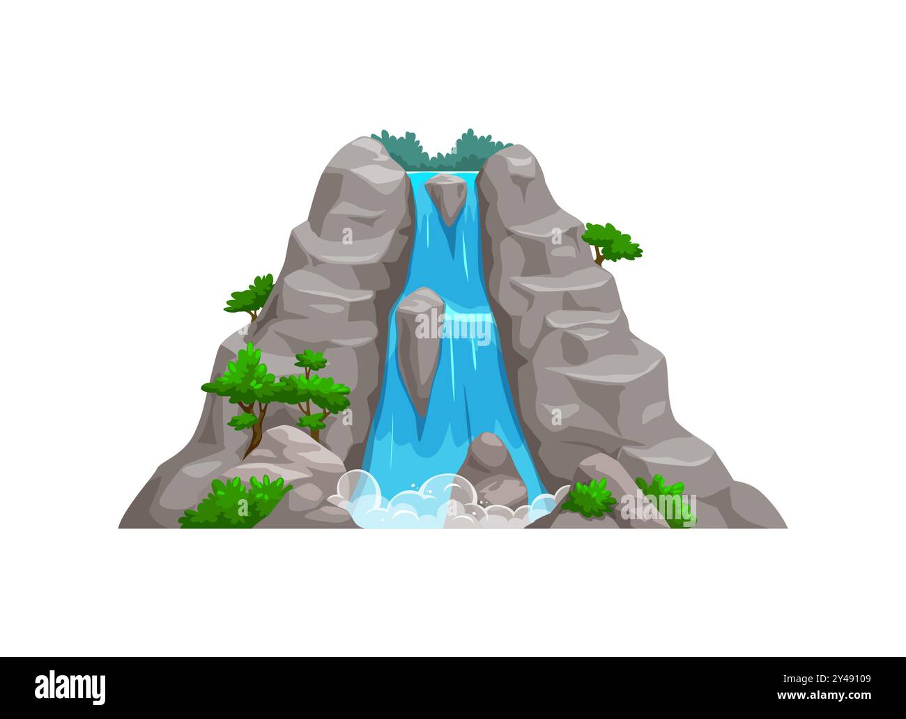 Serene waterfall cascading down rocky Stock Vector Images - Alamy