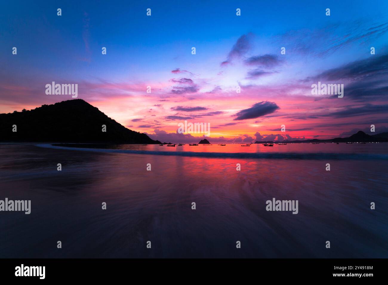 Sunset at Selong Belanak Beach, Lombok, Indonesia Stock Photo - Alamy