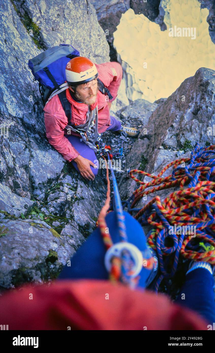The Norwegian climber Kjell Skåre climbing the Rimmon route (also ...