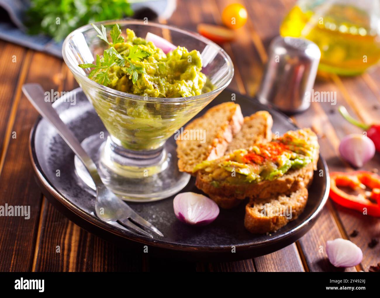 Traditional latinamerican mexican sauce guacamole Stock Photo - Alamy