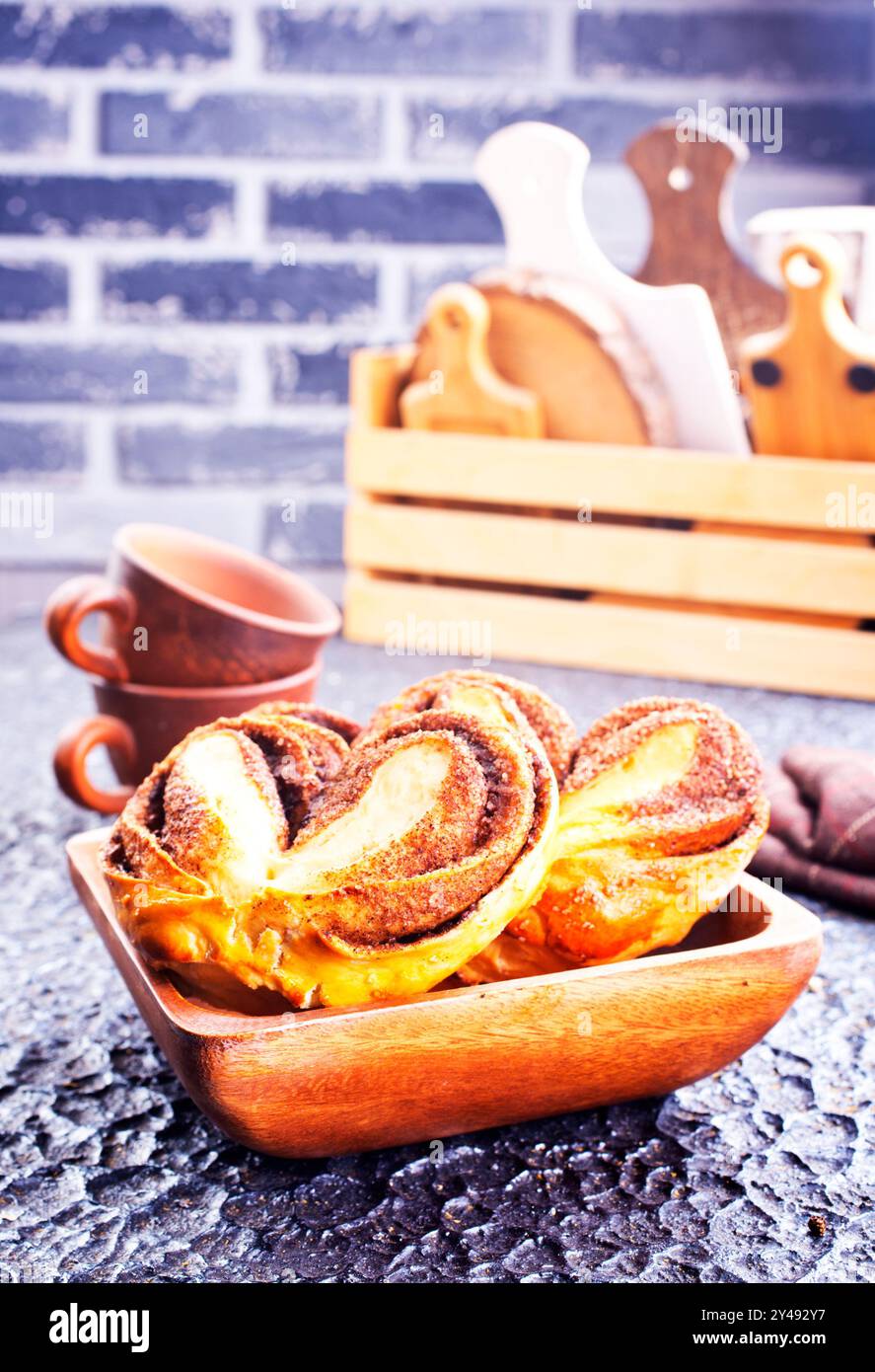 Easter breakfast Holliday concept. Easter bunny buns rolls with ...