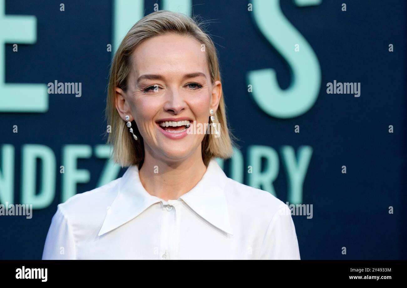 Jess Weixler poses at the premiere of the Netflix series "Monsters: The ...