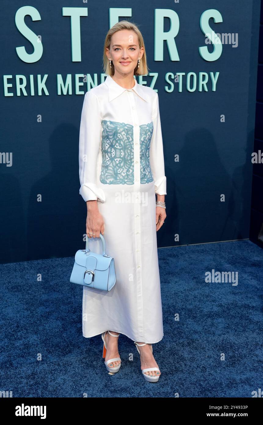 Jess Weixler poses at the premiere of the Netflix series "Monsters: The ...