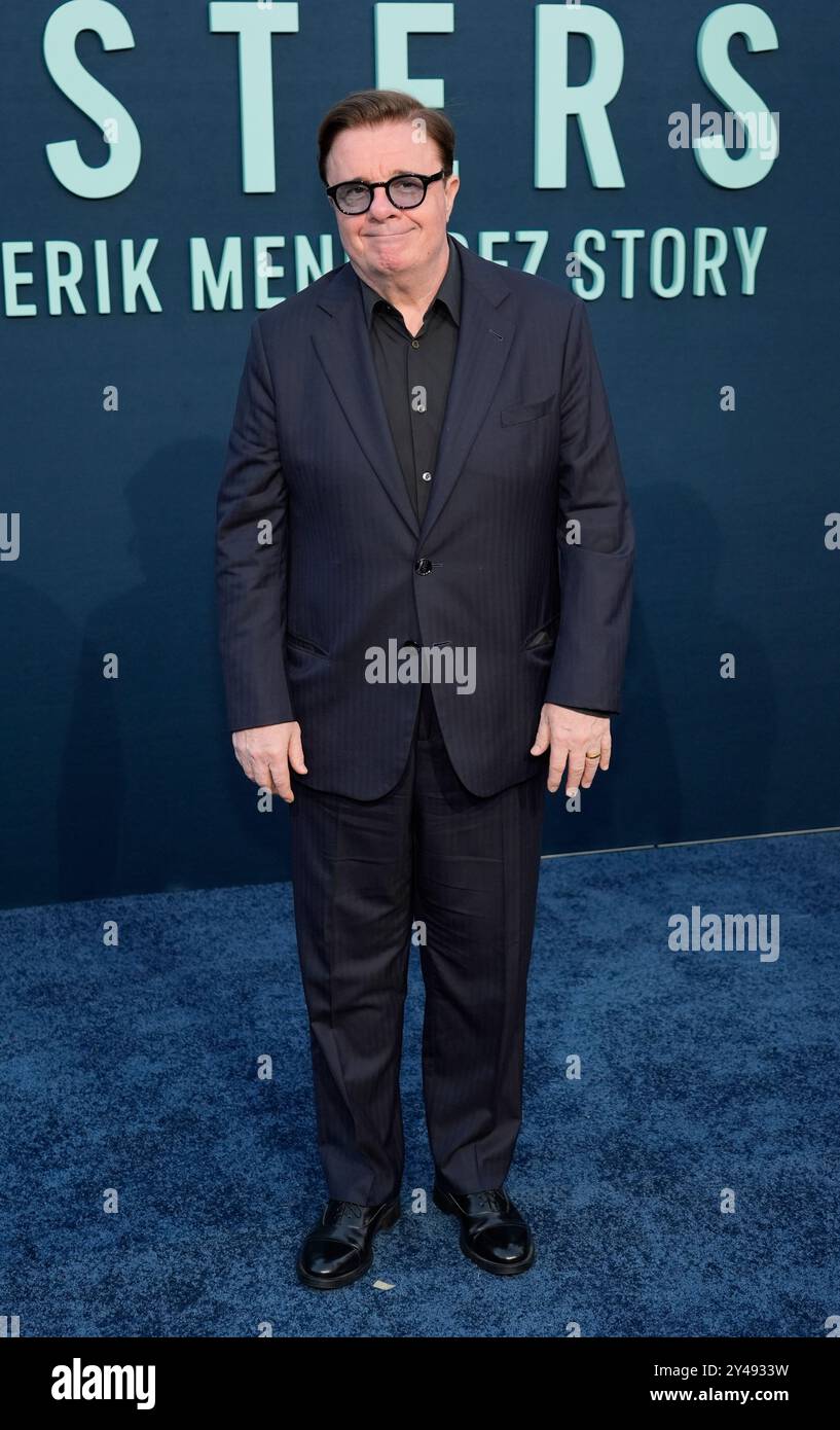 Nathan Lane poses at the premiere of the Netflix series "Monsters: The ...