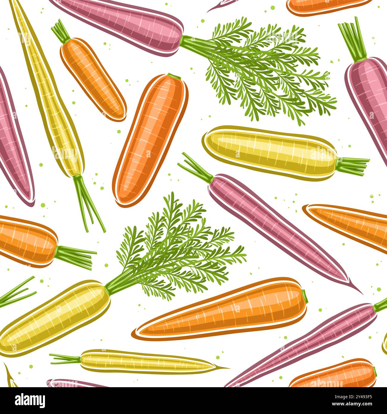 Vector Carrot Seamless Pattern, decorative background with flying ...