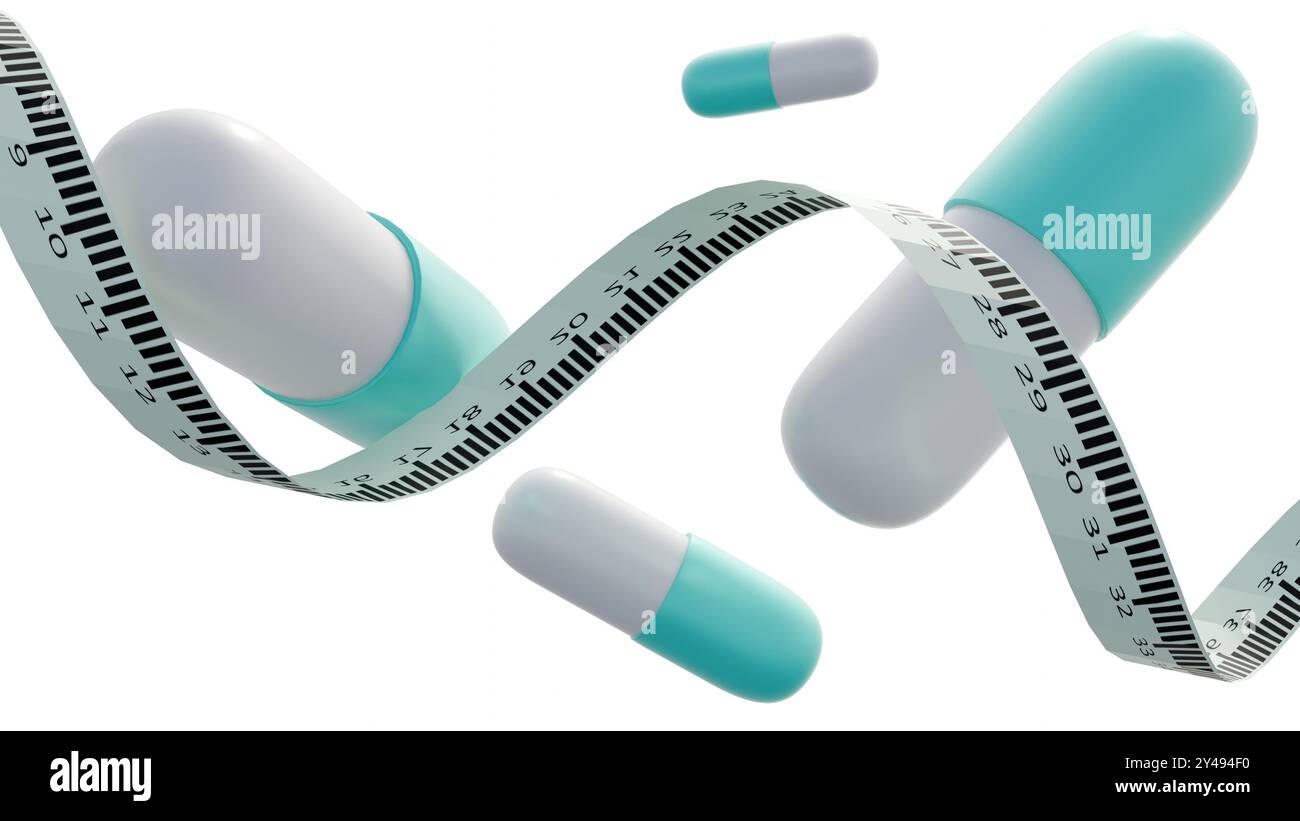 3d rendering of drug capsule-shaped pill surrounded by a coiled ...