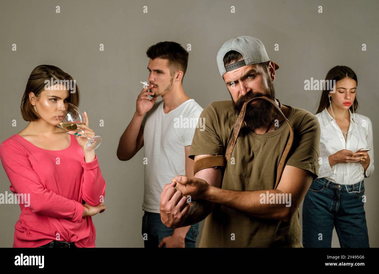 Stop drug addiction. International Day against Drug abuse. Drug addict ...