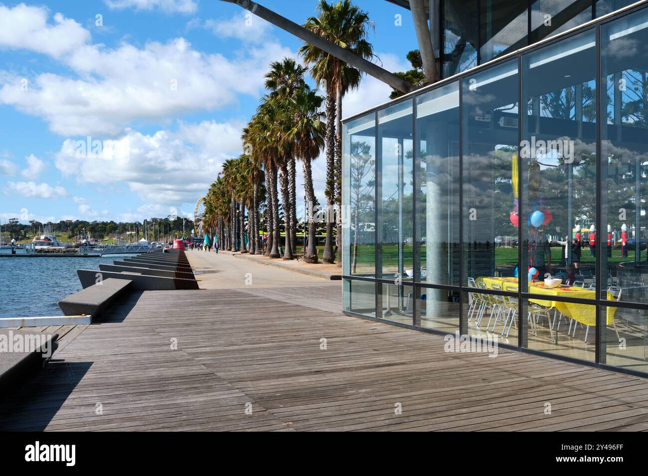 The boardwalk next to the building housing The Carousel at the Geelong ...
