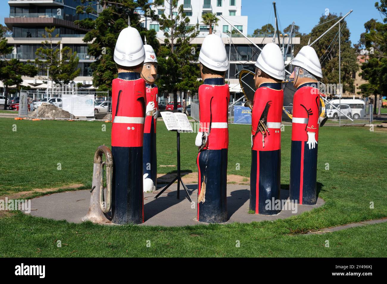 Volunteer Rifle Band, part of the Bollard Trail, public art sculpted by ...