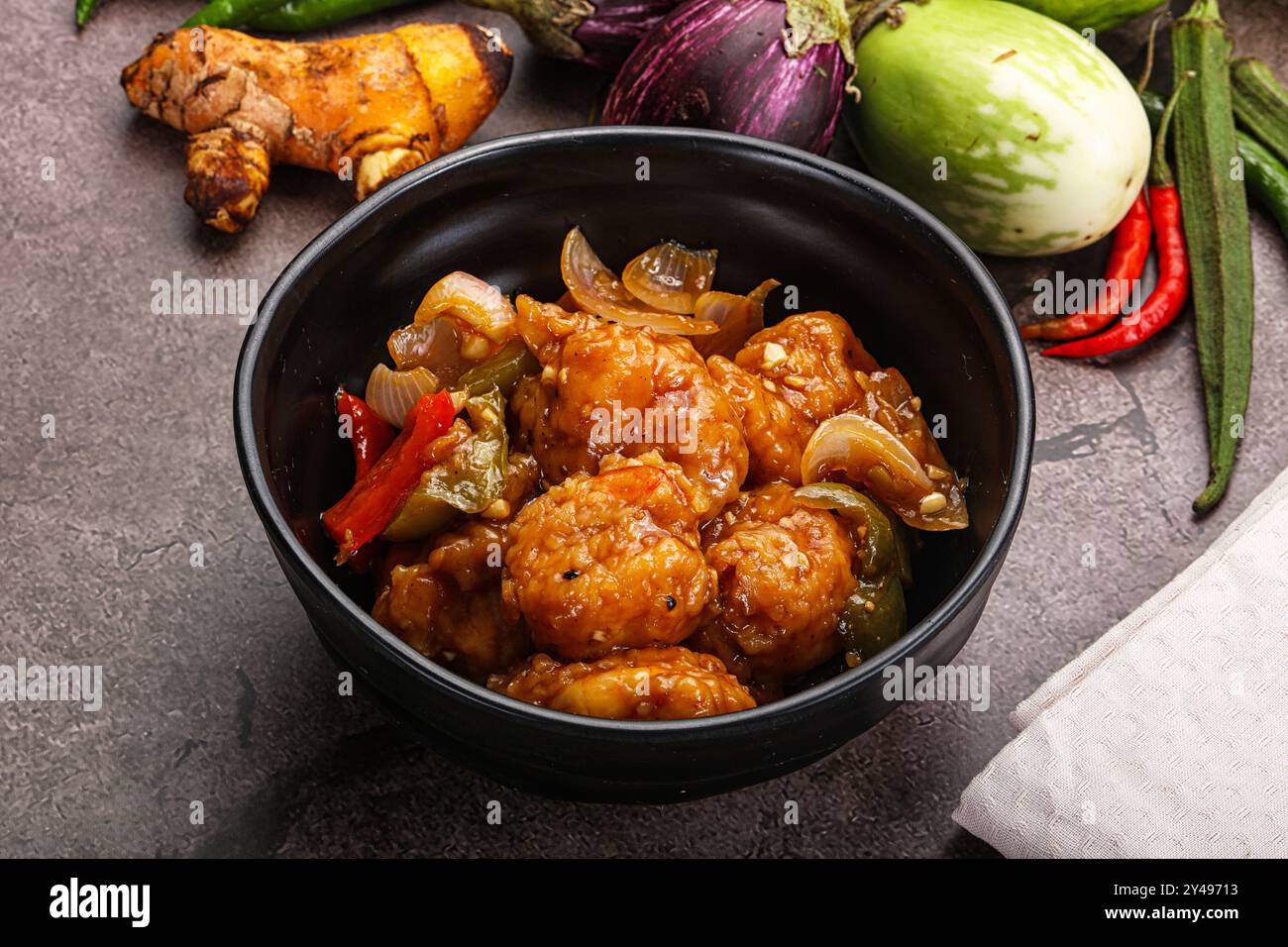 Chinese cuisine - prawn with chili sauce and garlic Stock Photo - Alamy