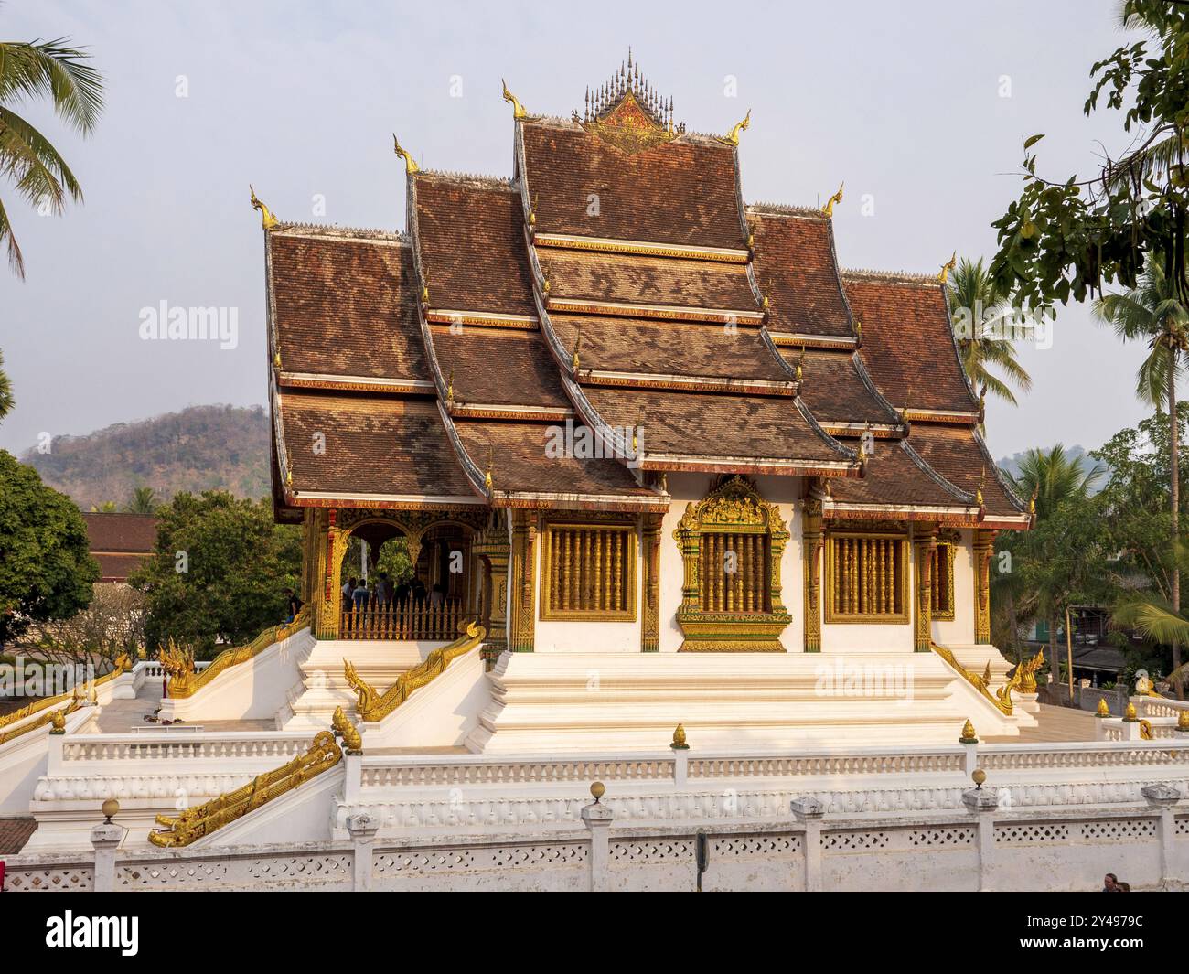 LAOS, LUANG PRABANG, THE TEMPLE OF VAT HO PHA BANG WITHIN THE GROUNDS ...