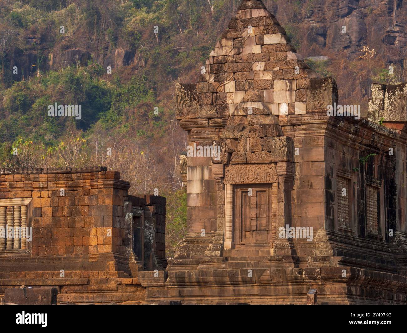 LAOS, CHAMPASAK PROVINCE, CHAMPASAK, VAT PHOU TEMPLE, QUADRANGULAR ...