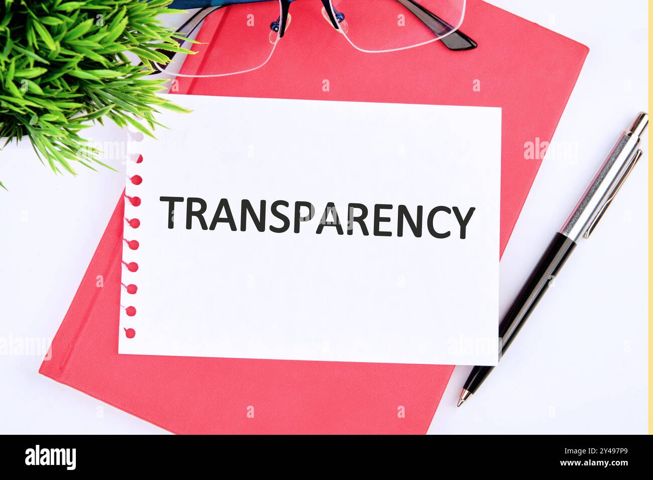 TRANSPARENCY word alphabet letters in notepad, top view Stock Photo - Alamy