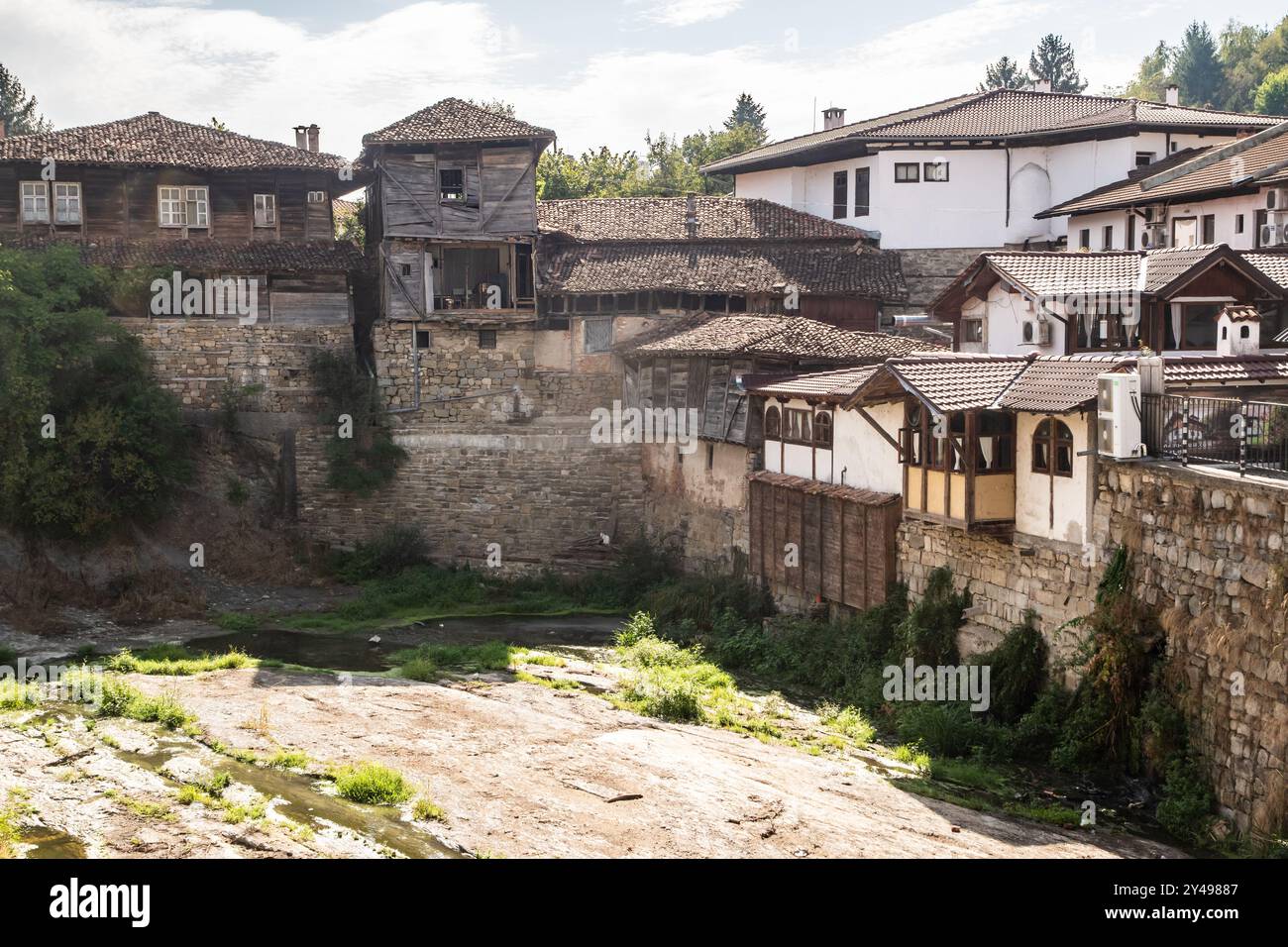 Typical old Balkan houses in old town of Bulgaria closeup Stock Photo ...