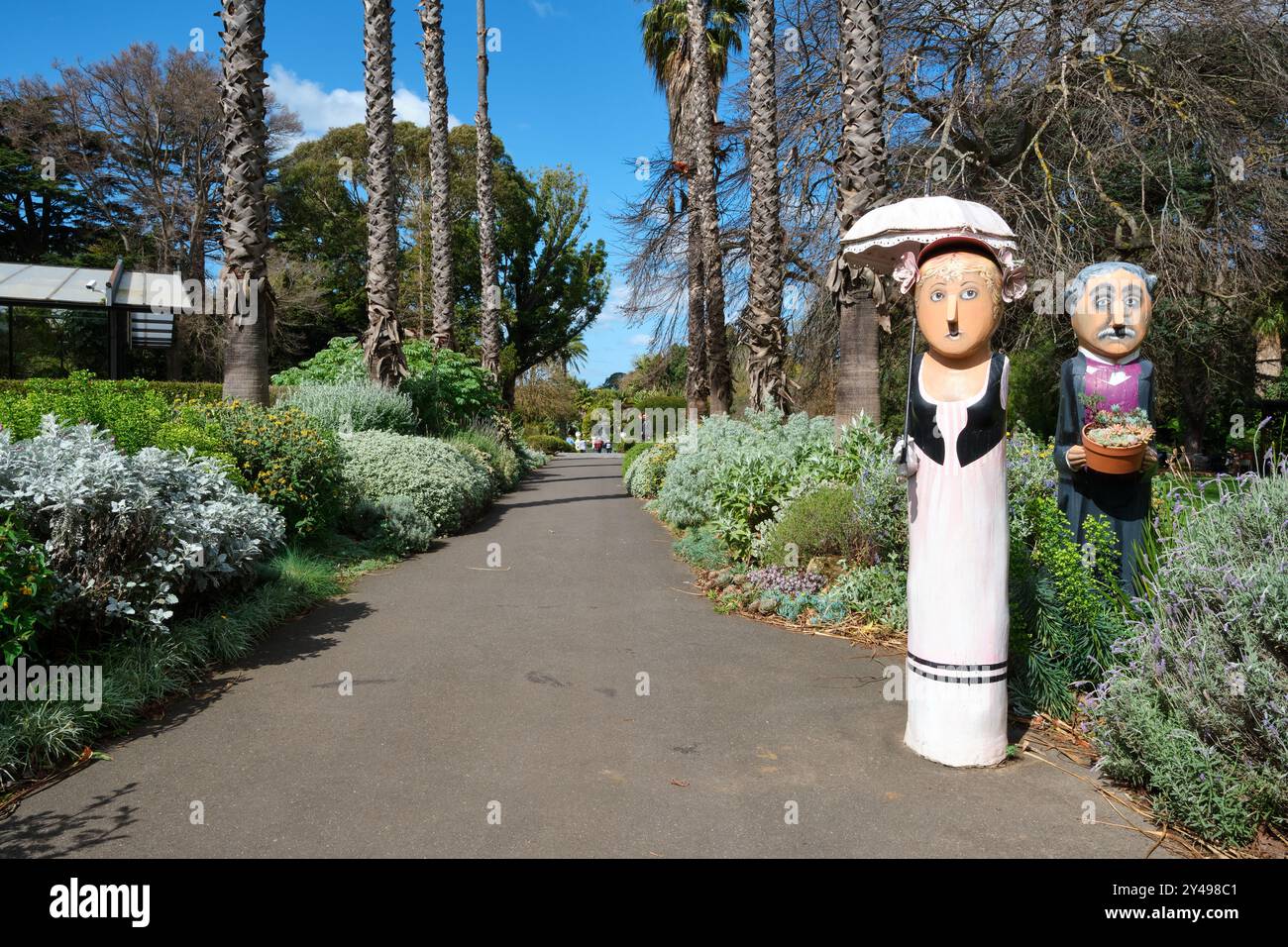 Two of The Bollards public artworks, The Bunce Bollards at the entrance ...