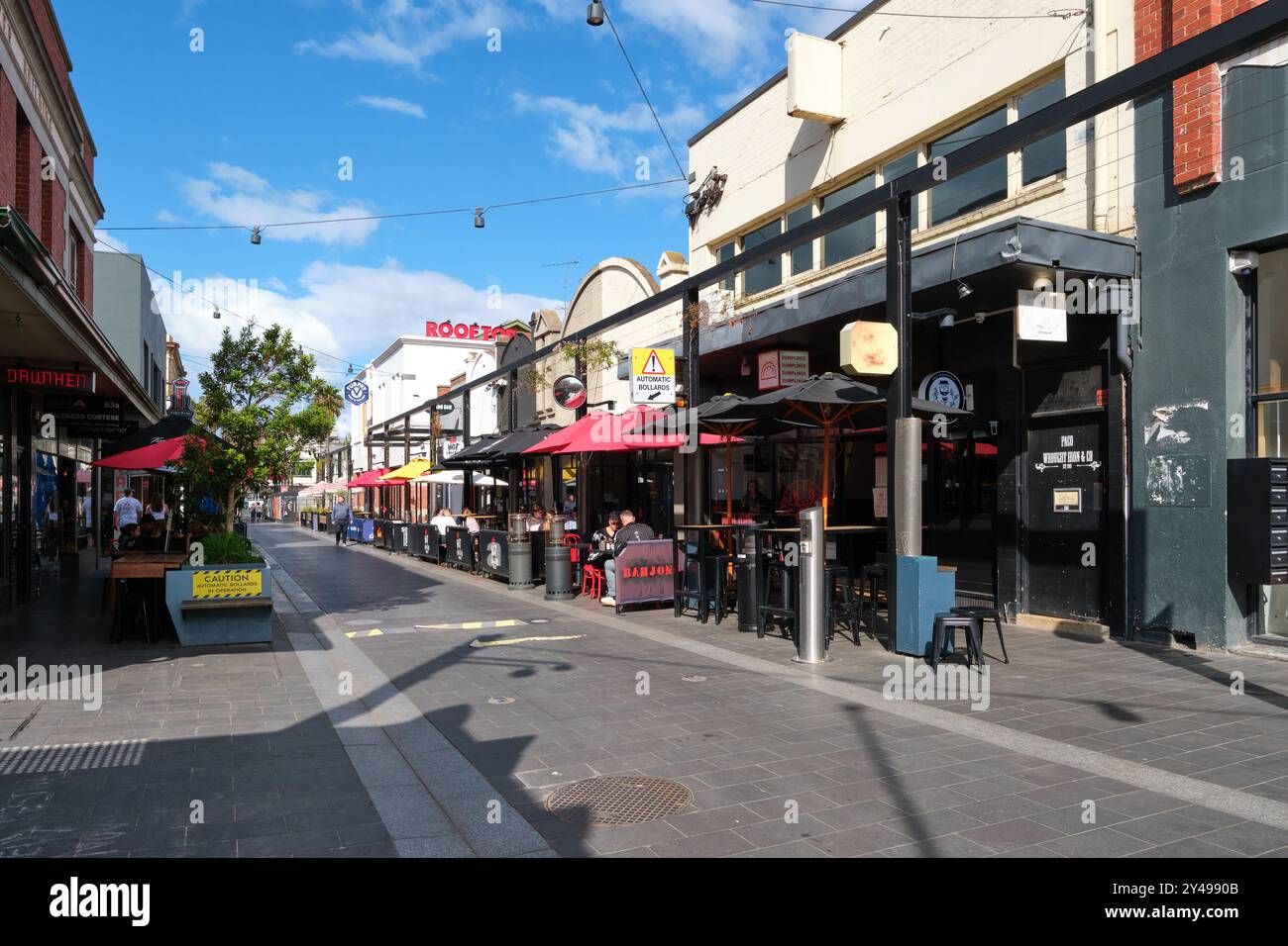 A view down Little Malop Street, a bar, restaurant and cafe precinct in ...