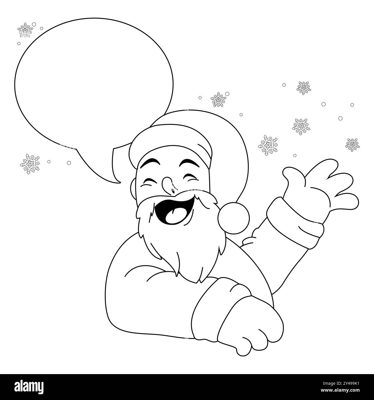 Santa Claus with speech bubble. Happy Christmas cartoon Santa Claus ...