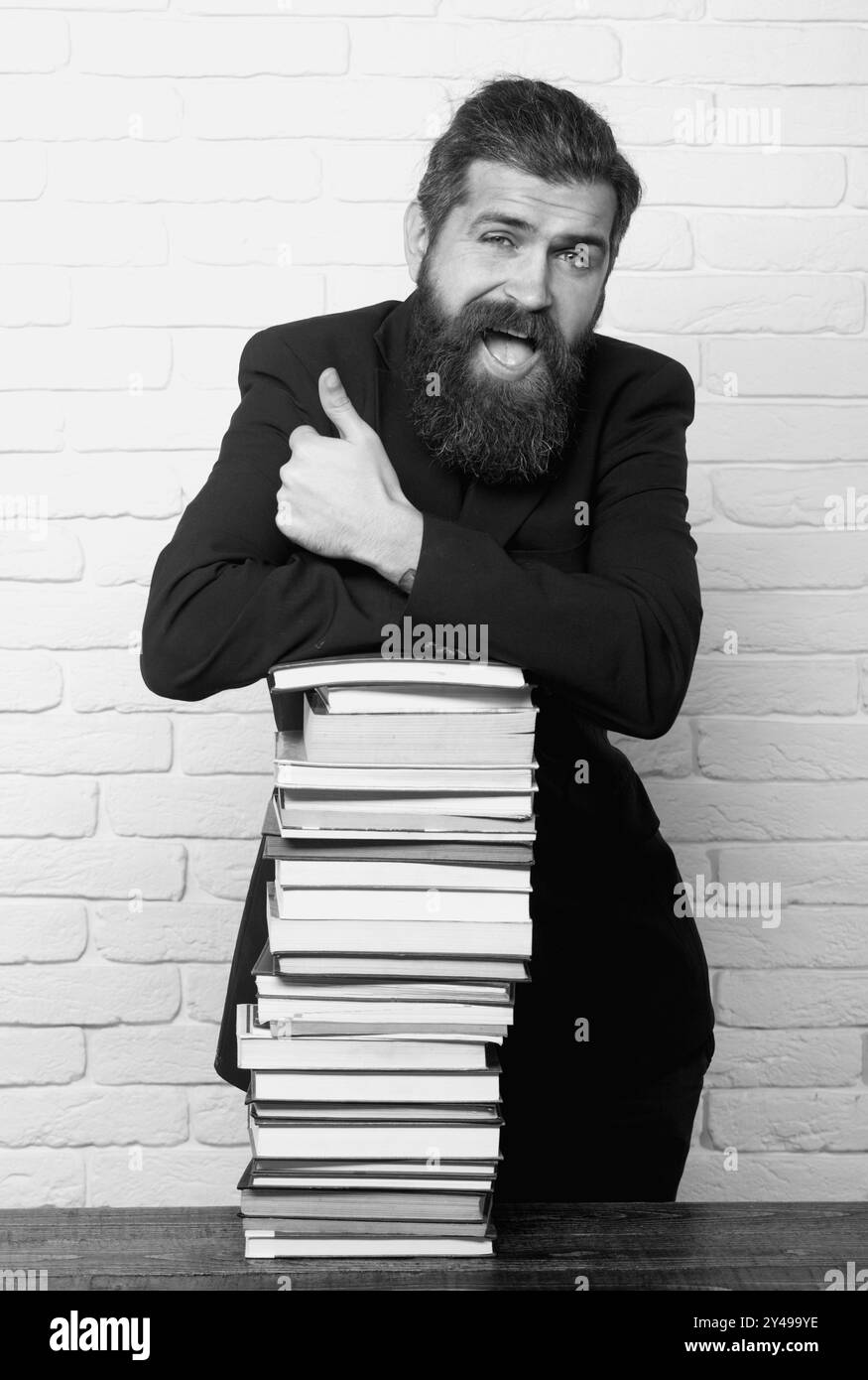 Man bearded teacher educator Black and White Stock Photos & Images - Alamy