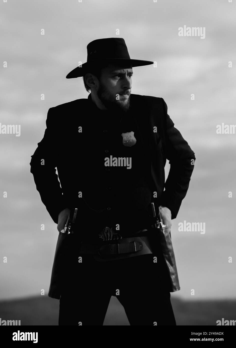 Sheriff or marshal. American western, wild west with cowboy. Serious ...