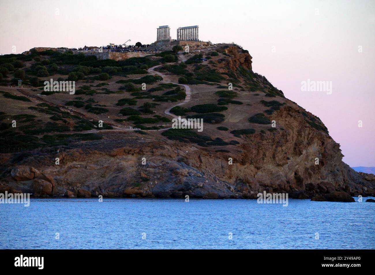 The Temple of Poseidon at sunset at Cape Sounio, Attica Prefecture ...