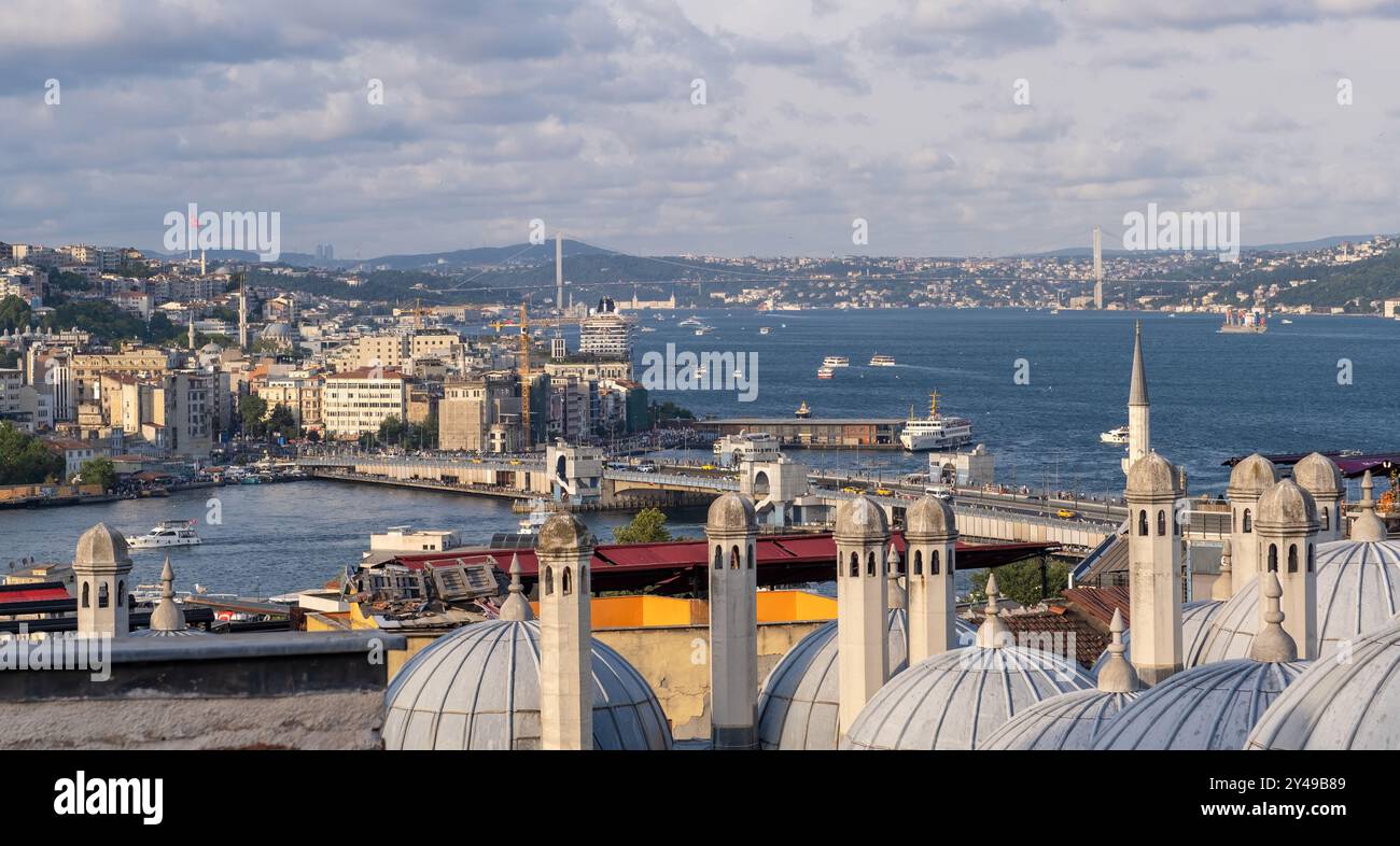 The skyline of Istanbul along the Bosphorus strait reveals vibrant ...
