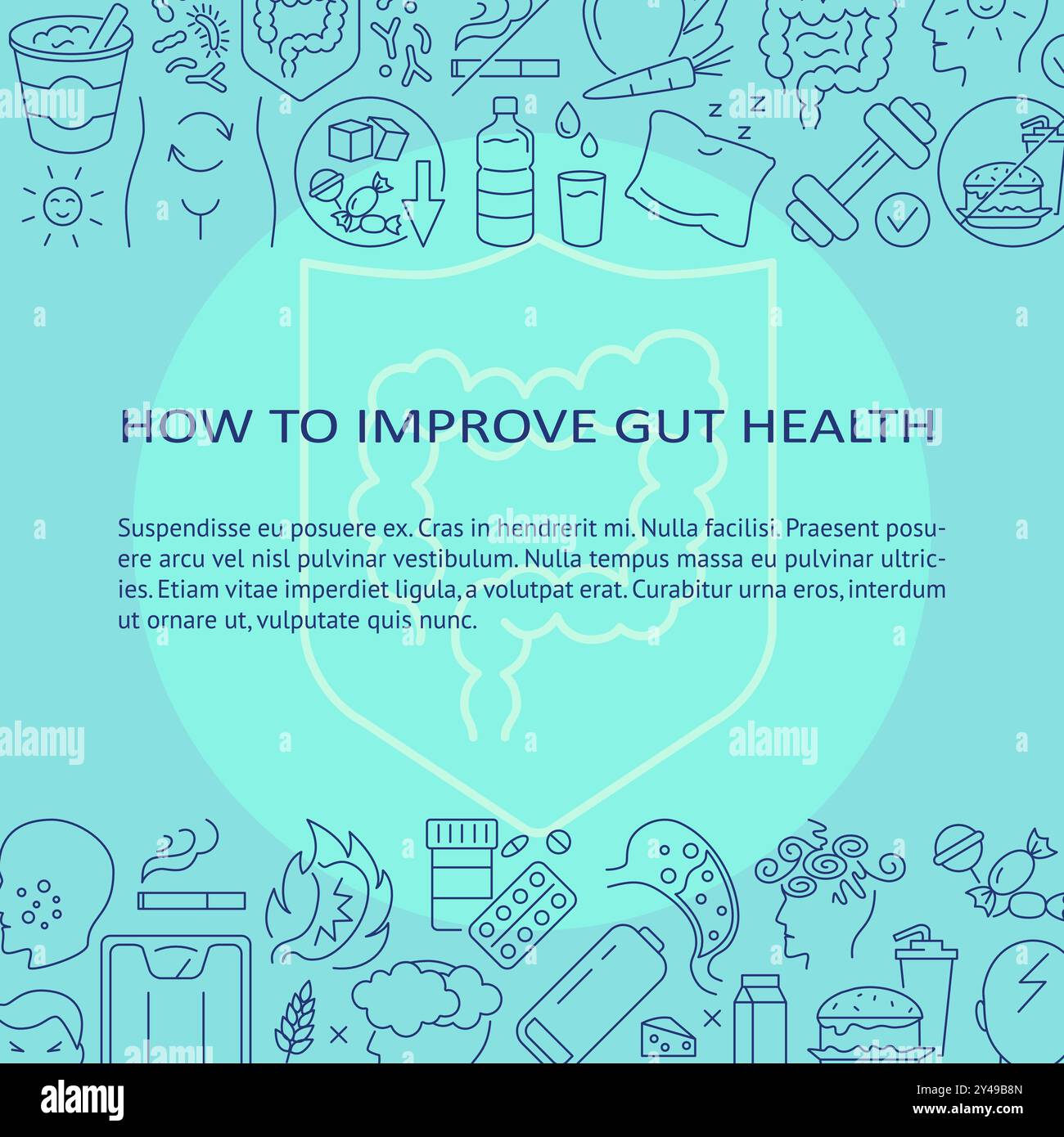 How to improve gut health banner with place for text. Vector ...