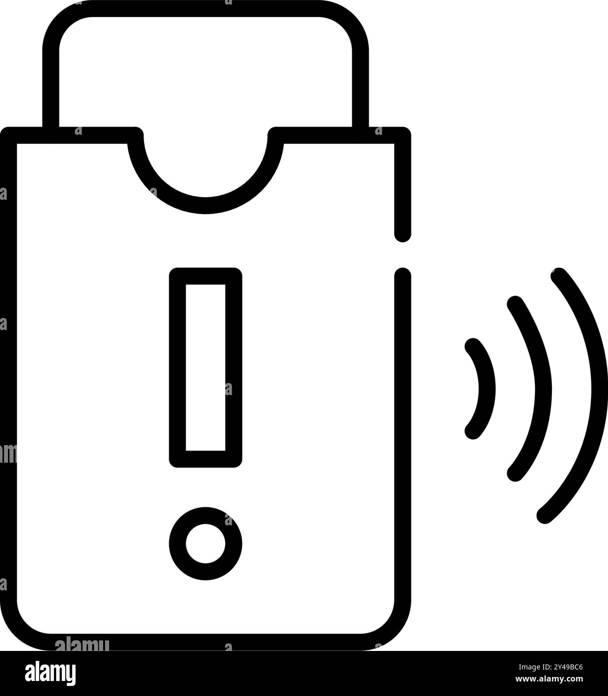Key card with wi-fi symbol and exclamation mark. Contactless smart lock ...