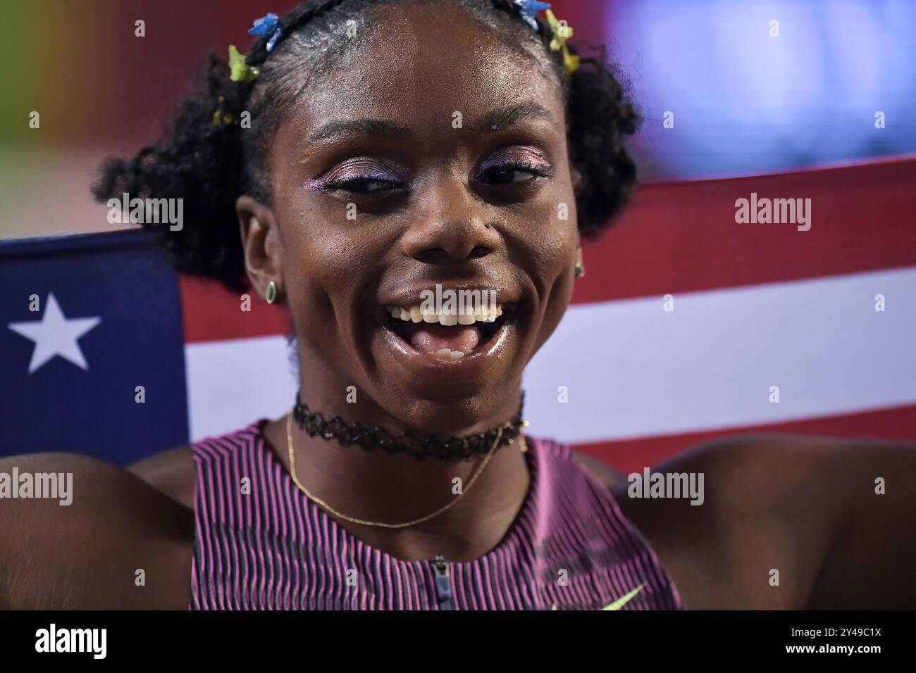 Brittany Brown of the USA competing in the women 200m at the Memorial ...