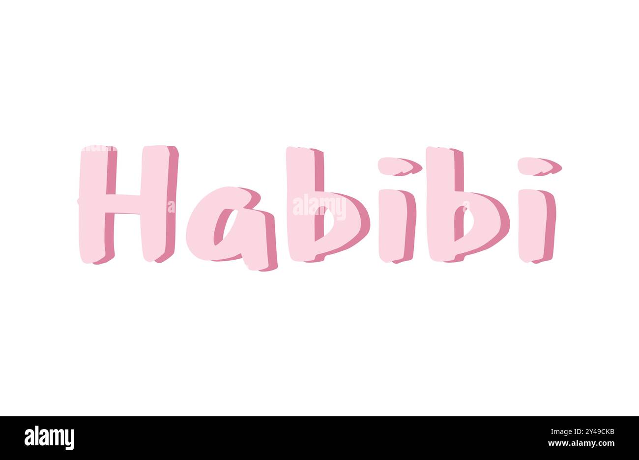 Pink bubble text with the word habibi written in a playful font ...