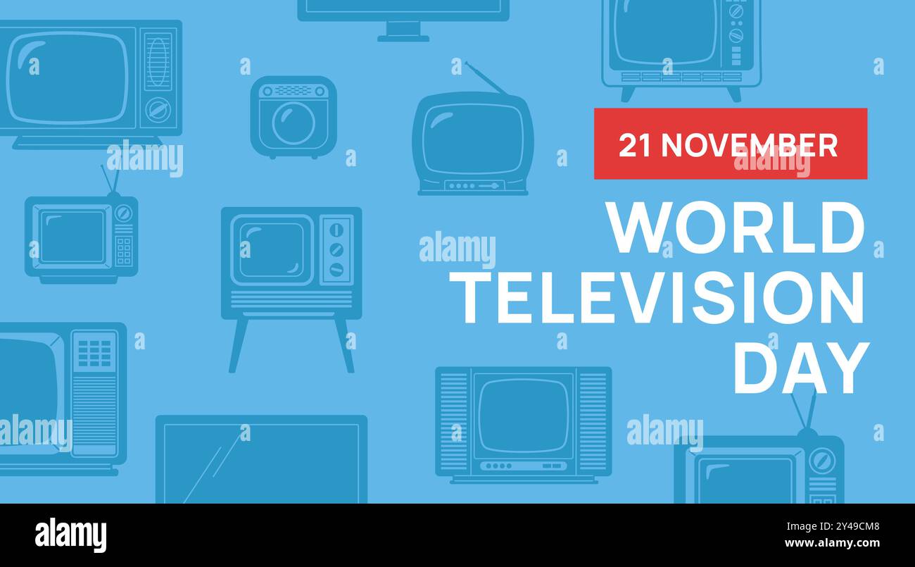 World television Day banner. Greeting card. Old video communication ...