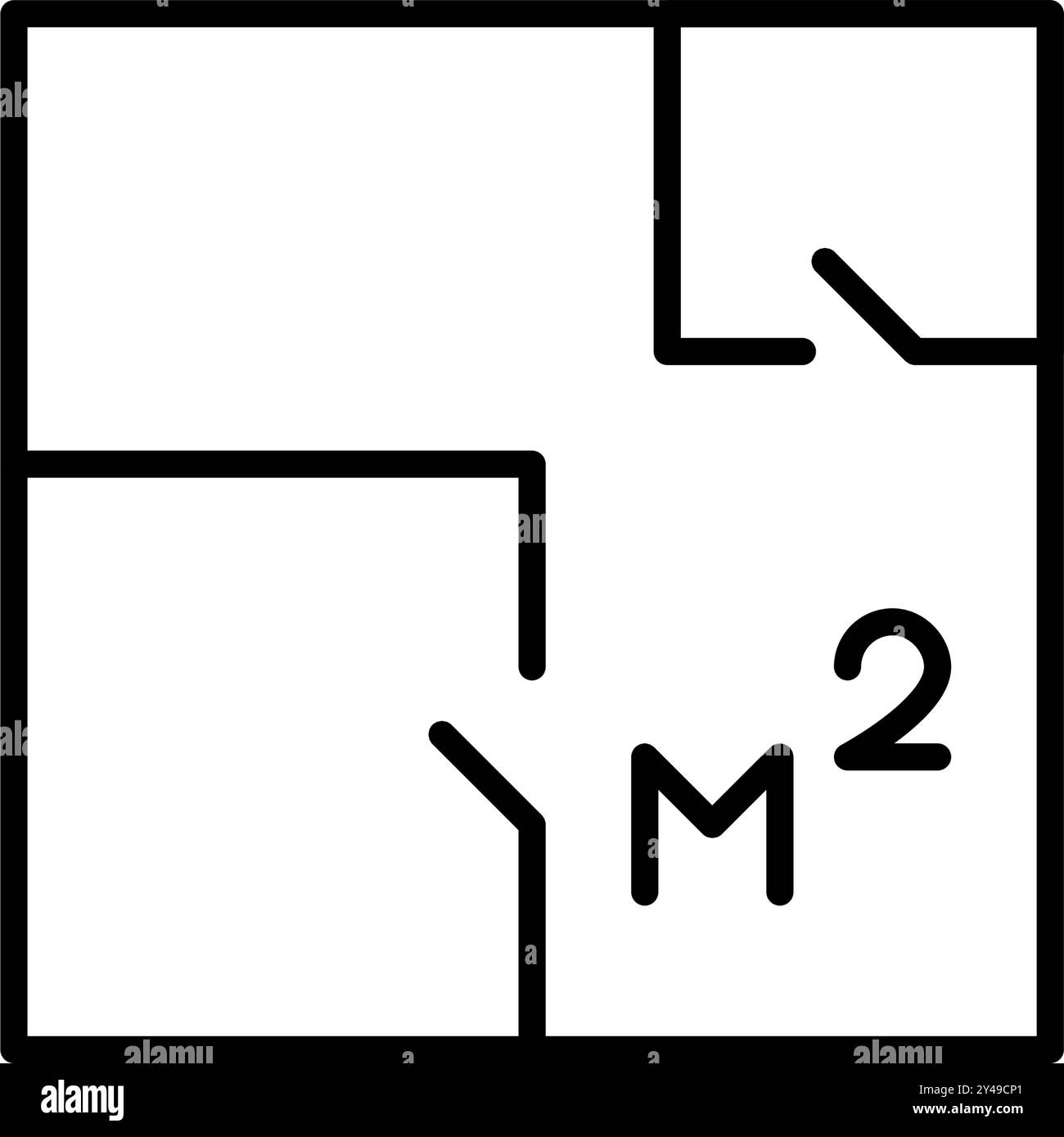 Apartment plan with square meters dimension sign. Real estate. Pixel ...