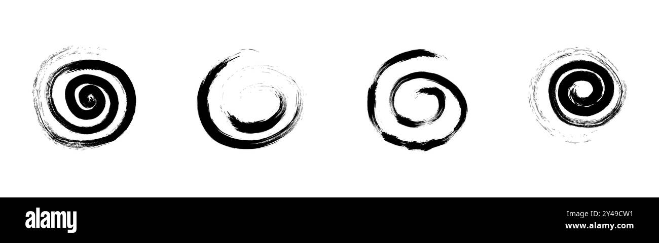 Spiral abstract circle, swirl brush stroke hypnosis psychedelic shape ...