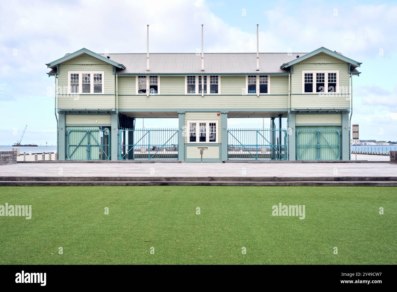 The restored historic timber Princes Pier Gatehouse building at Princes ...