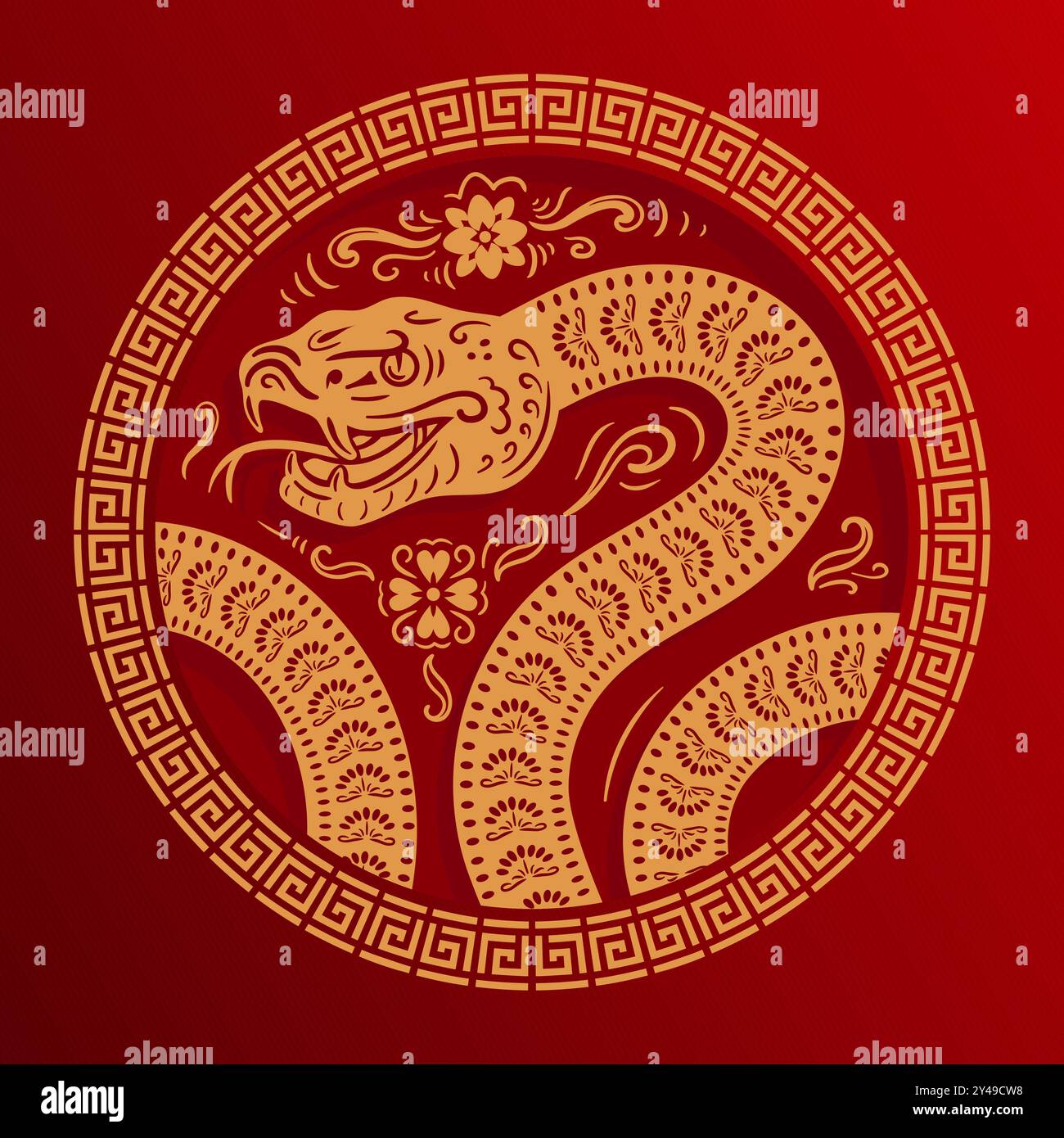 A stylized emblem of a serpent that symbolizes the Snake in the rich ...