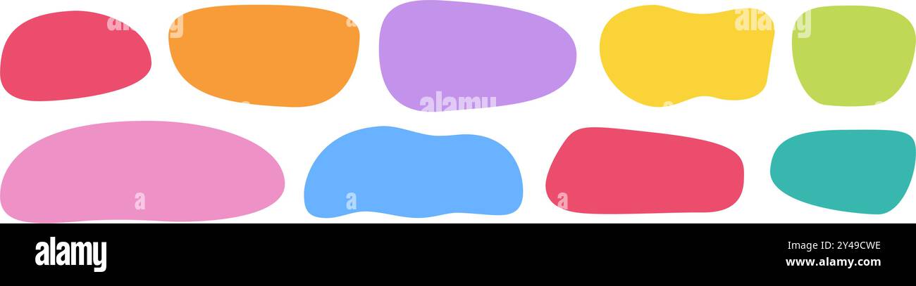 Hand drawn organic rectangle frames. Abstract doodle liquid shapes. Organic free flat blobs ...