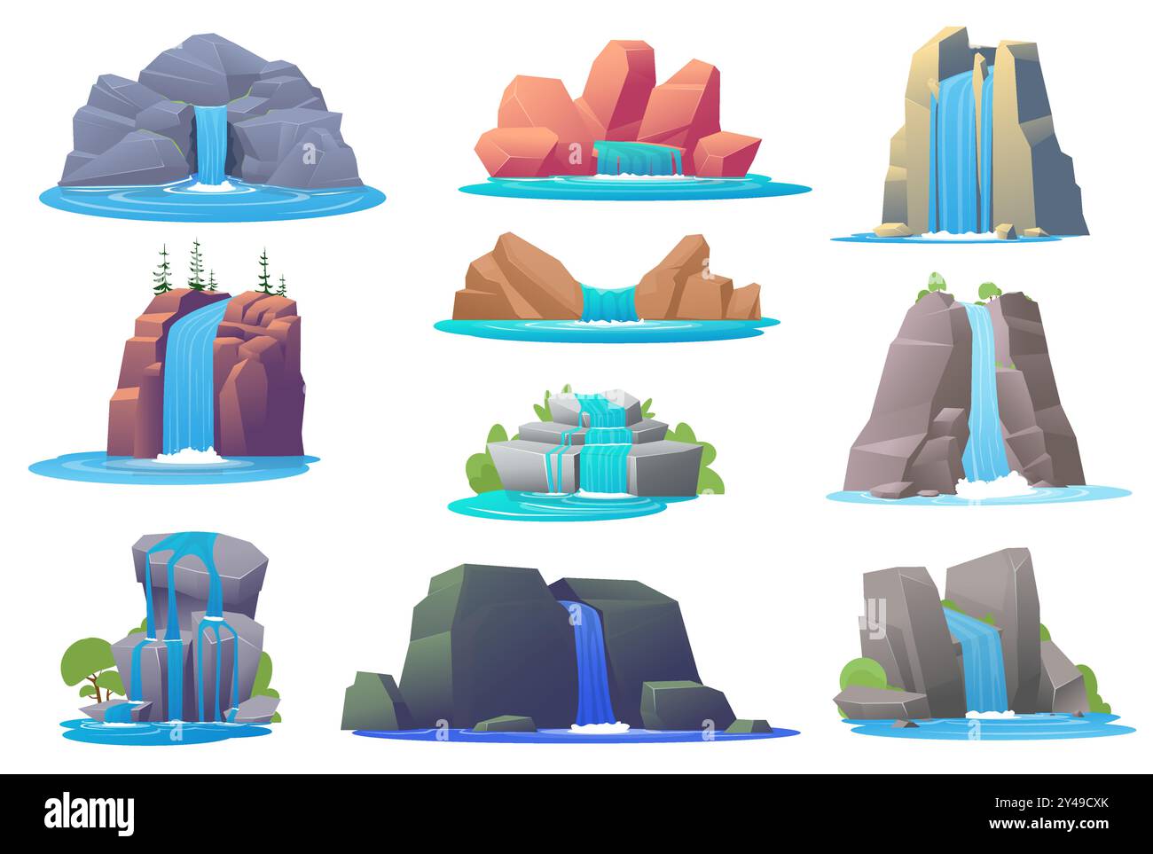 Water flowing down river in Stock Vector Images - Alamy