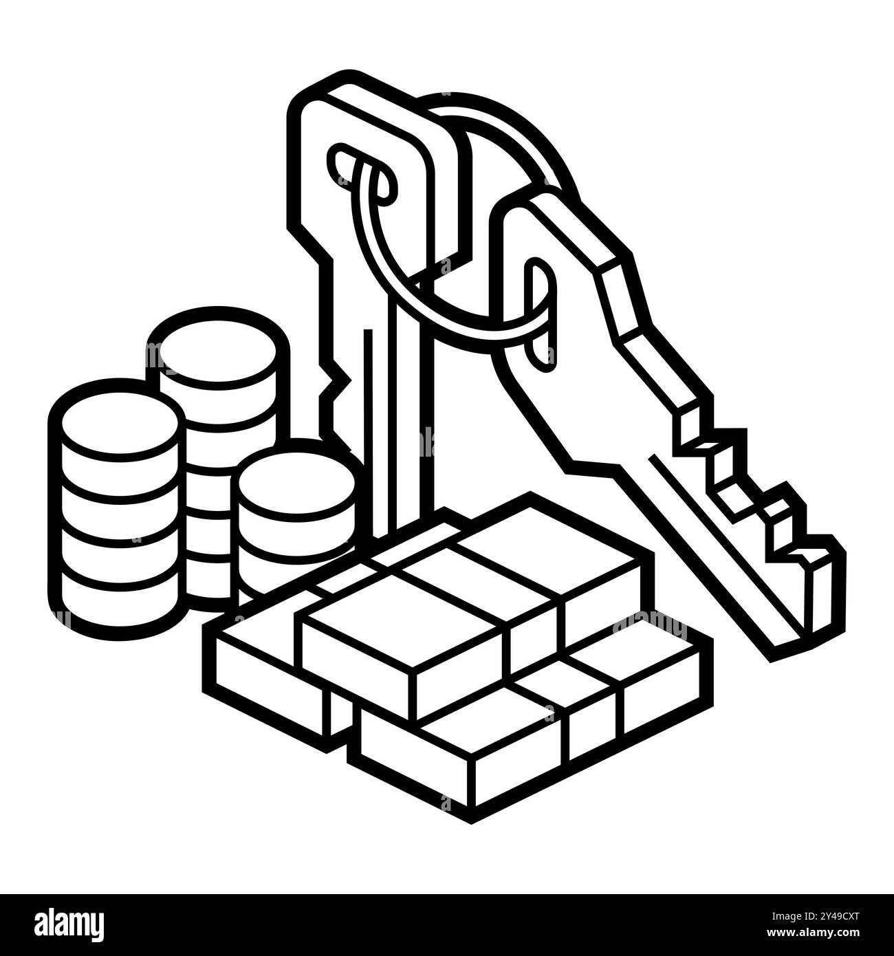 Image of money and keys. Financial illustration in isometry style Stock ...