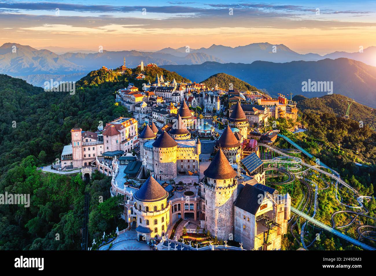 Aerial view of French village at bana hills, Da nang, Vietnam Stock ...